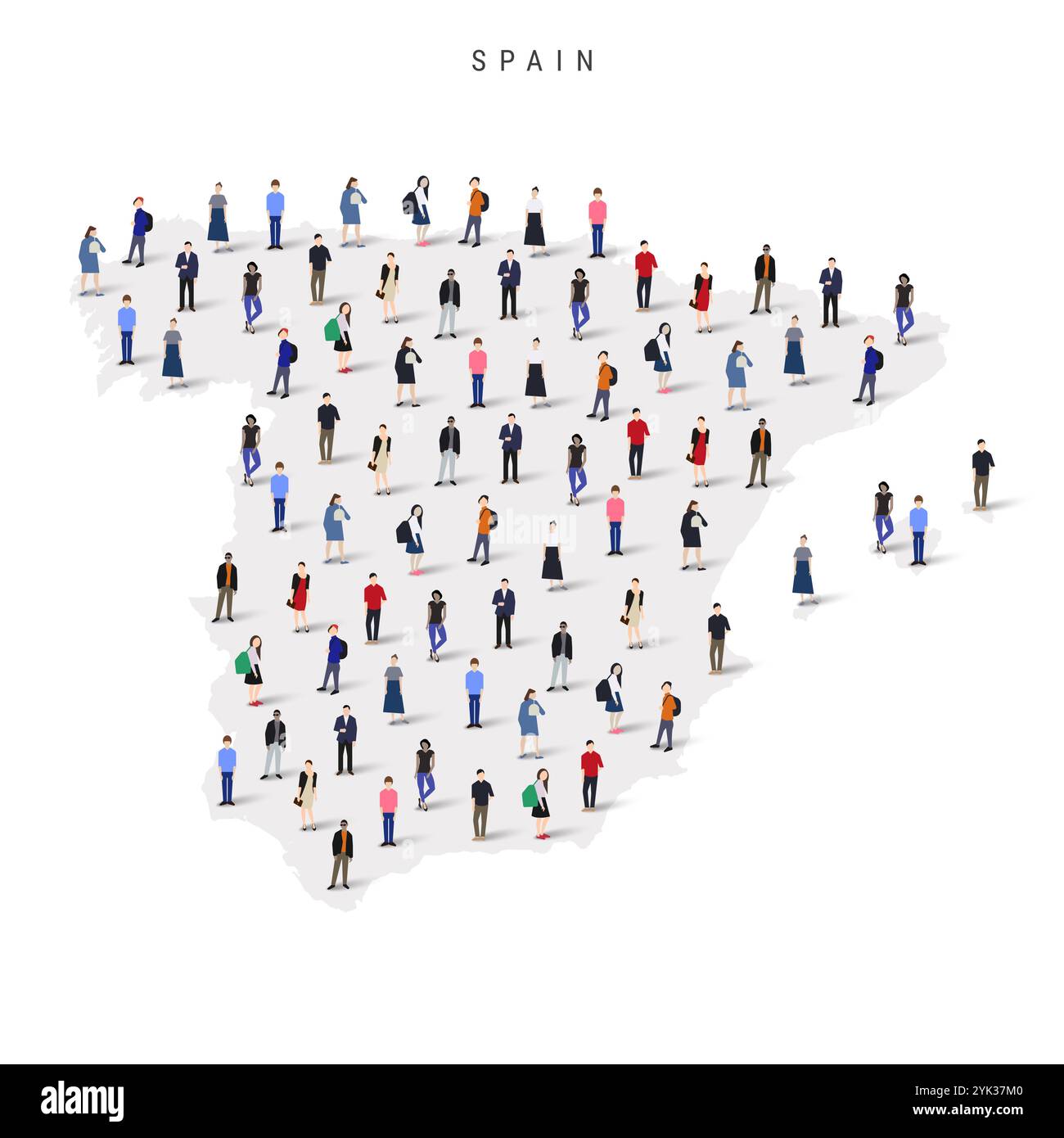 Spain population map. Large group of people in a shape of Spanish map ...