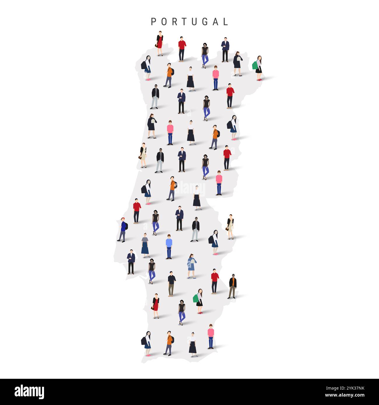 Portugal population map. Large group of people in a shape of Portuguese ...