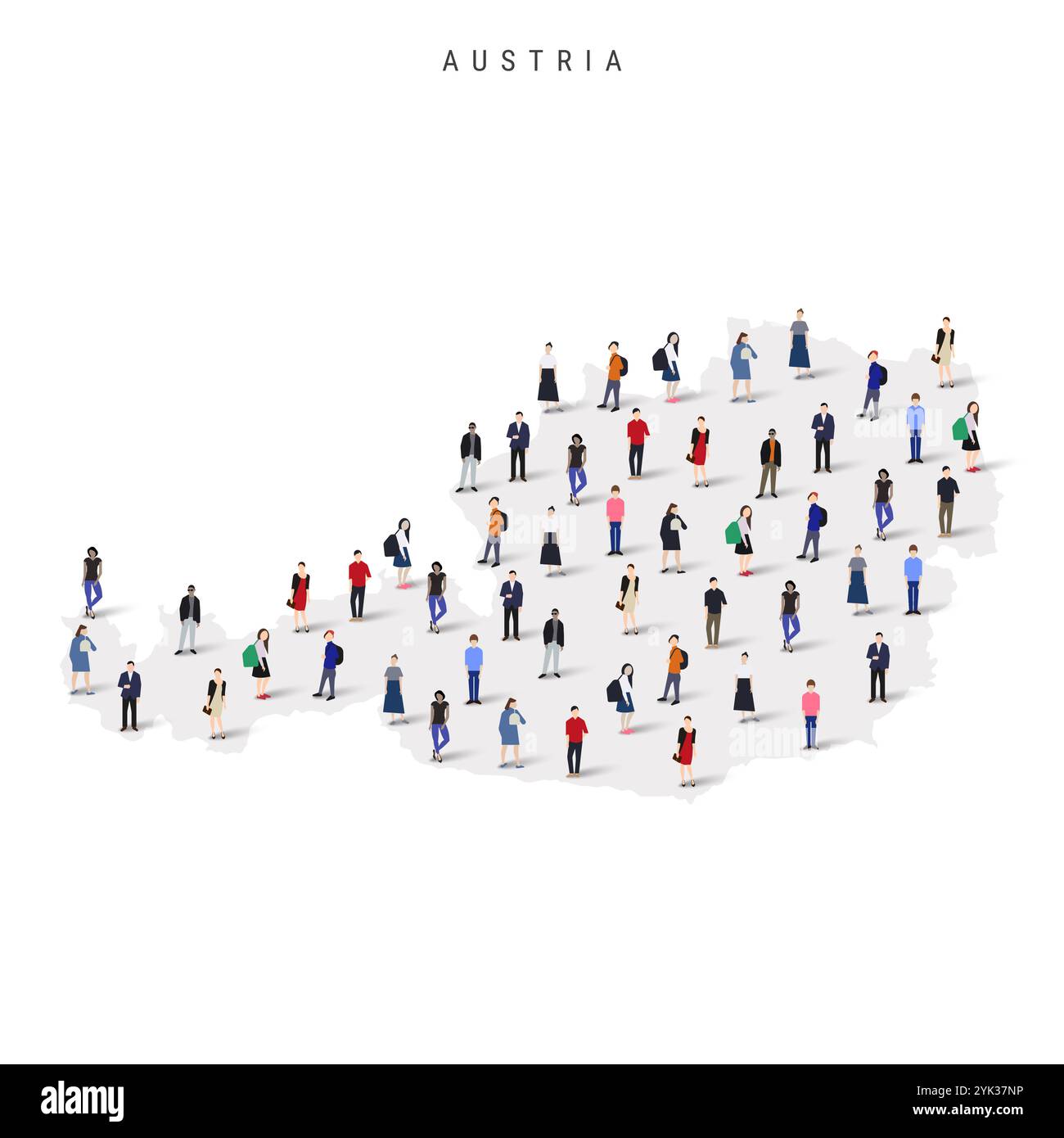 Austria population map. Large group of people in a shape of Austrian ...