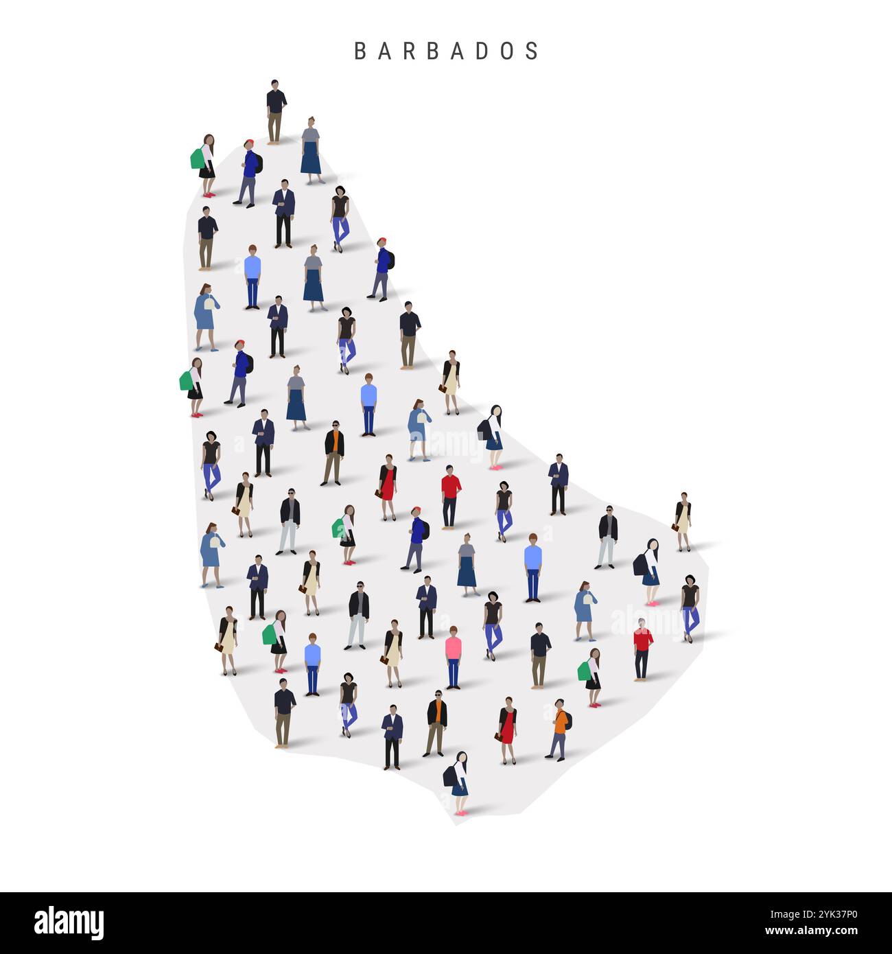 Barbados population map. Large group of people in a shape of Barbadian ...