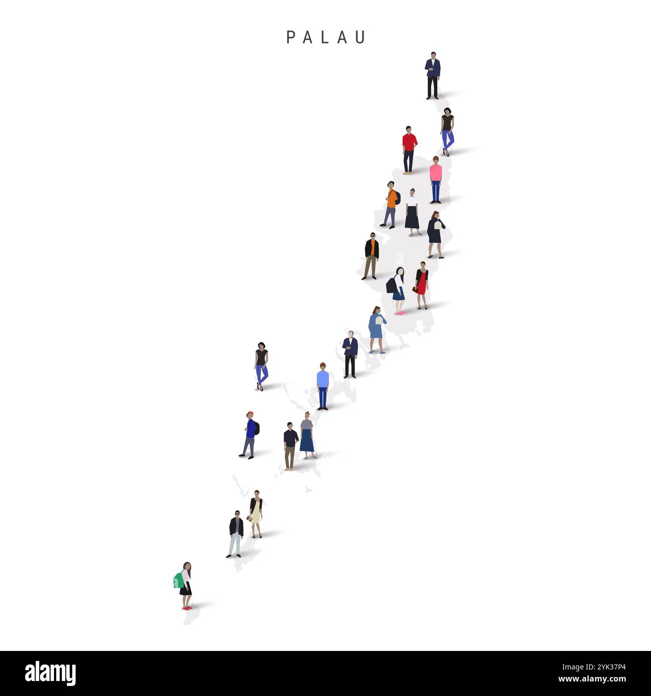 Palau population map. Large group of people in a shape of Palauan map ...