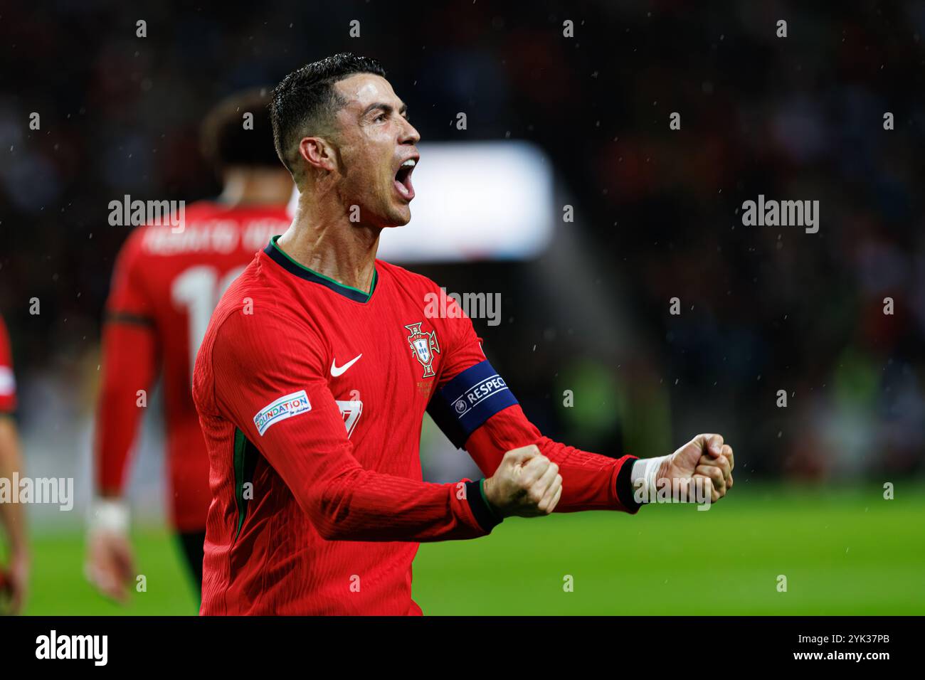 Cristiano Ronaldo seen celebrating after scoring goal during UEFA ...