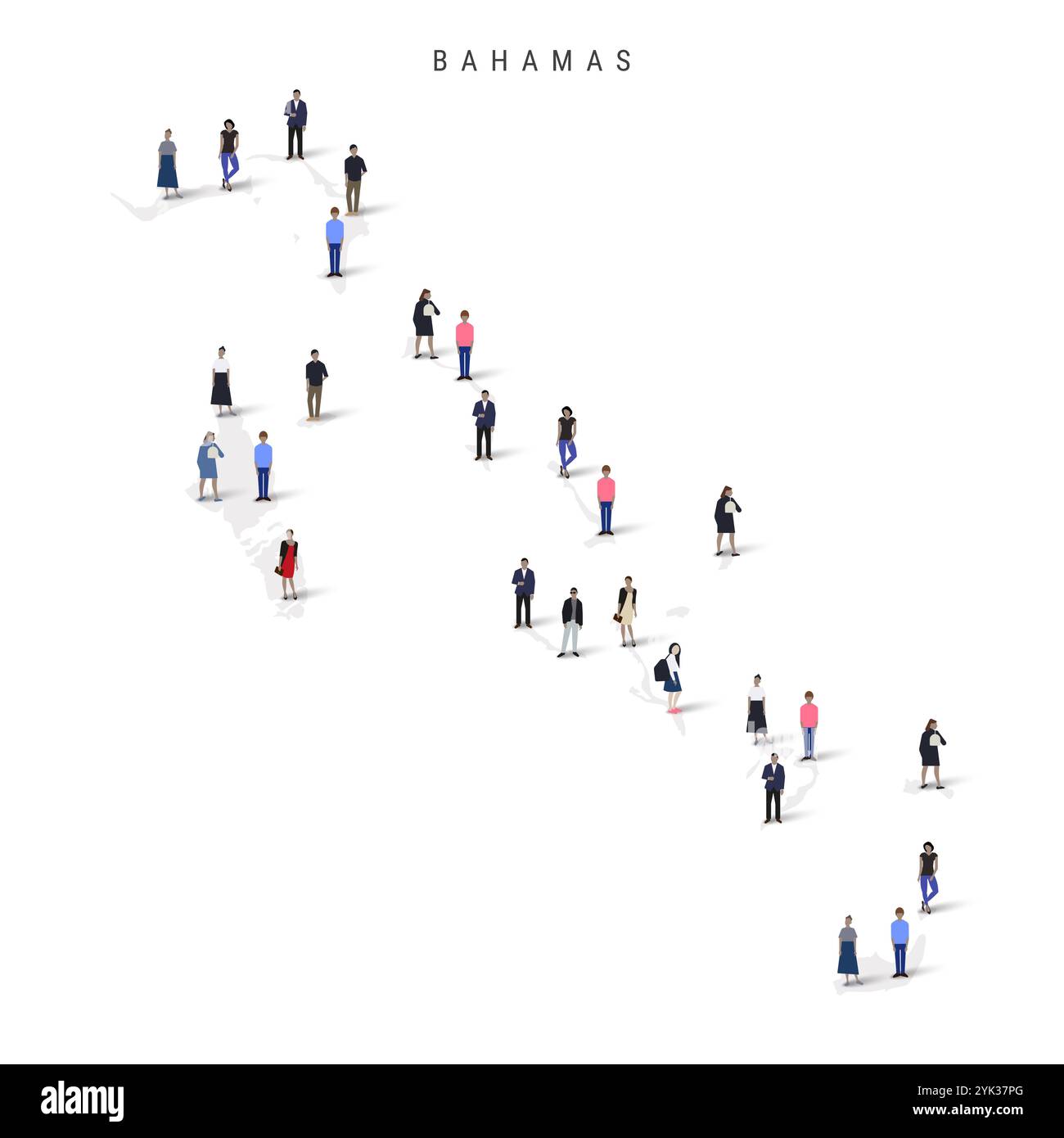 Bahamas population map. Large group of people in a shape of Bahamian ...