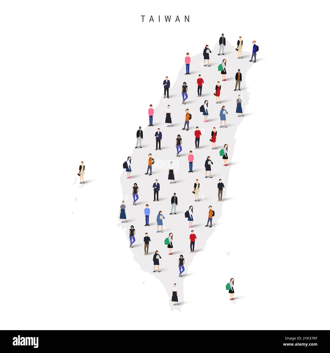 Taiwan population map. Large group of people in a shape of Taiwanese ...