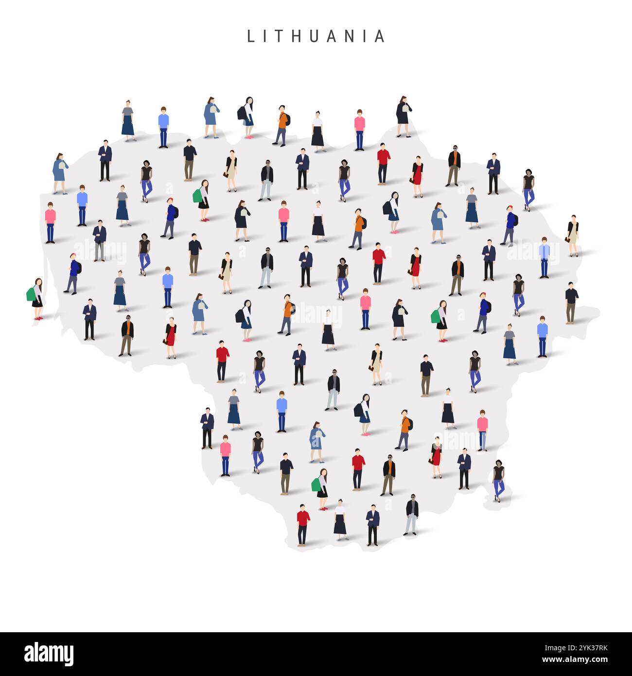 Lithuania population map. Large group of people in a shape of ...