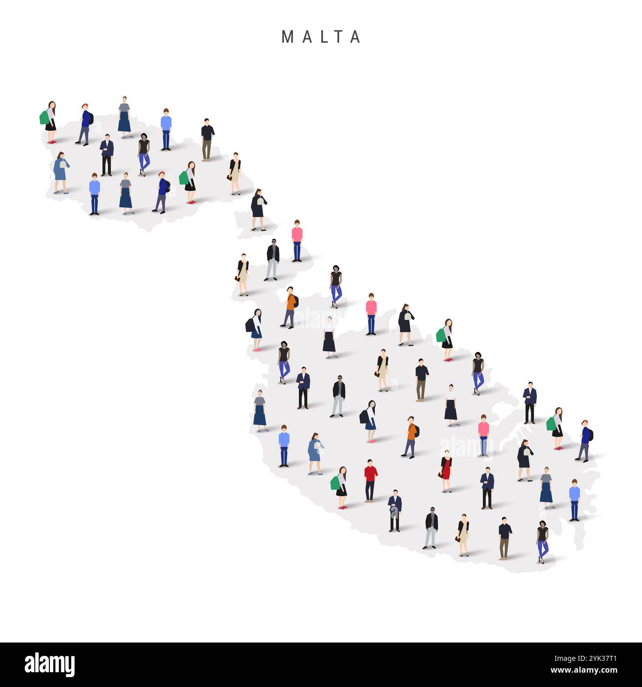 Malta population map. Large group of people in a shape of Maltese map ...
