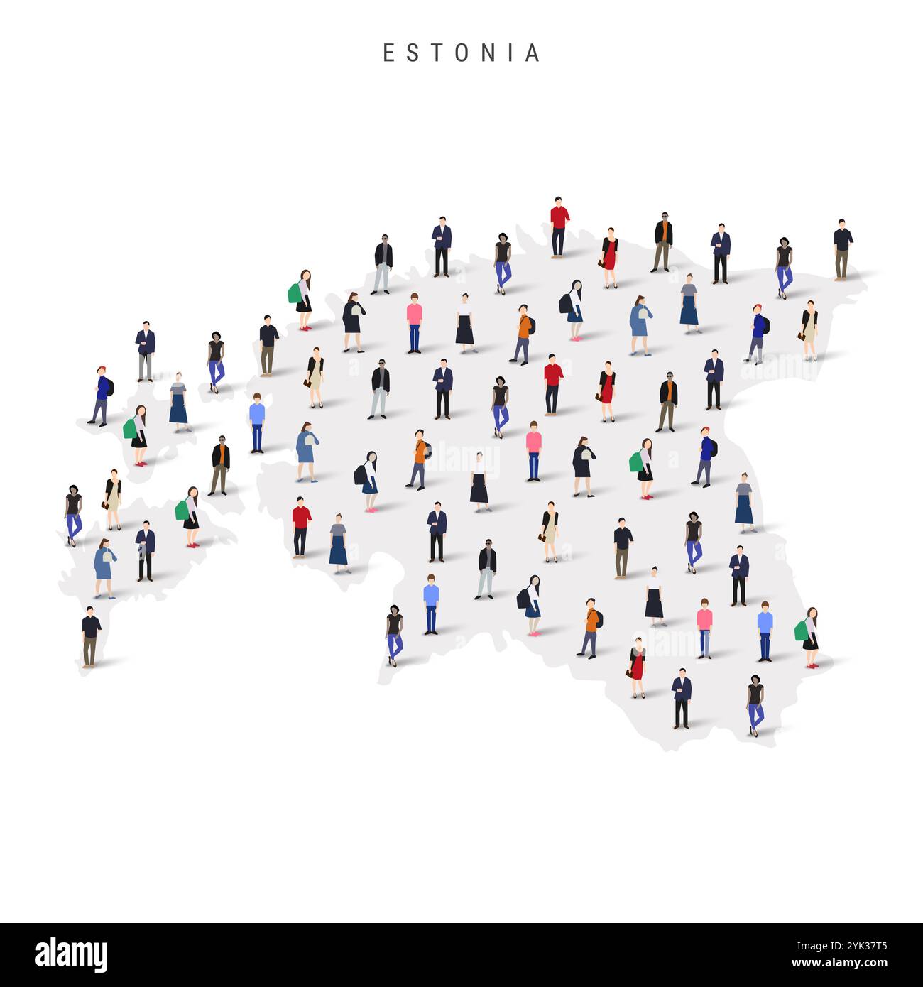 Estonia population map. Large group of people in a shape of Estonian ...