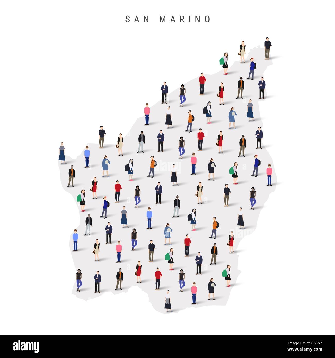 San Marino population map. Large group of people in a shape of Most ...