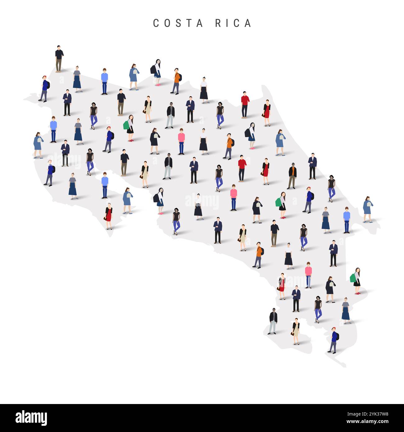 Costa Rica population map. Large group of people in a shape of Costa ...