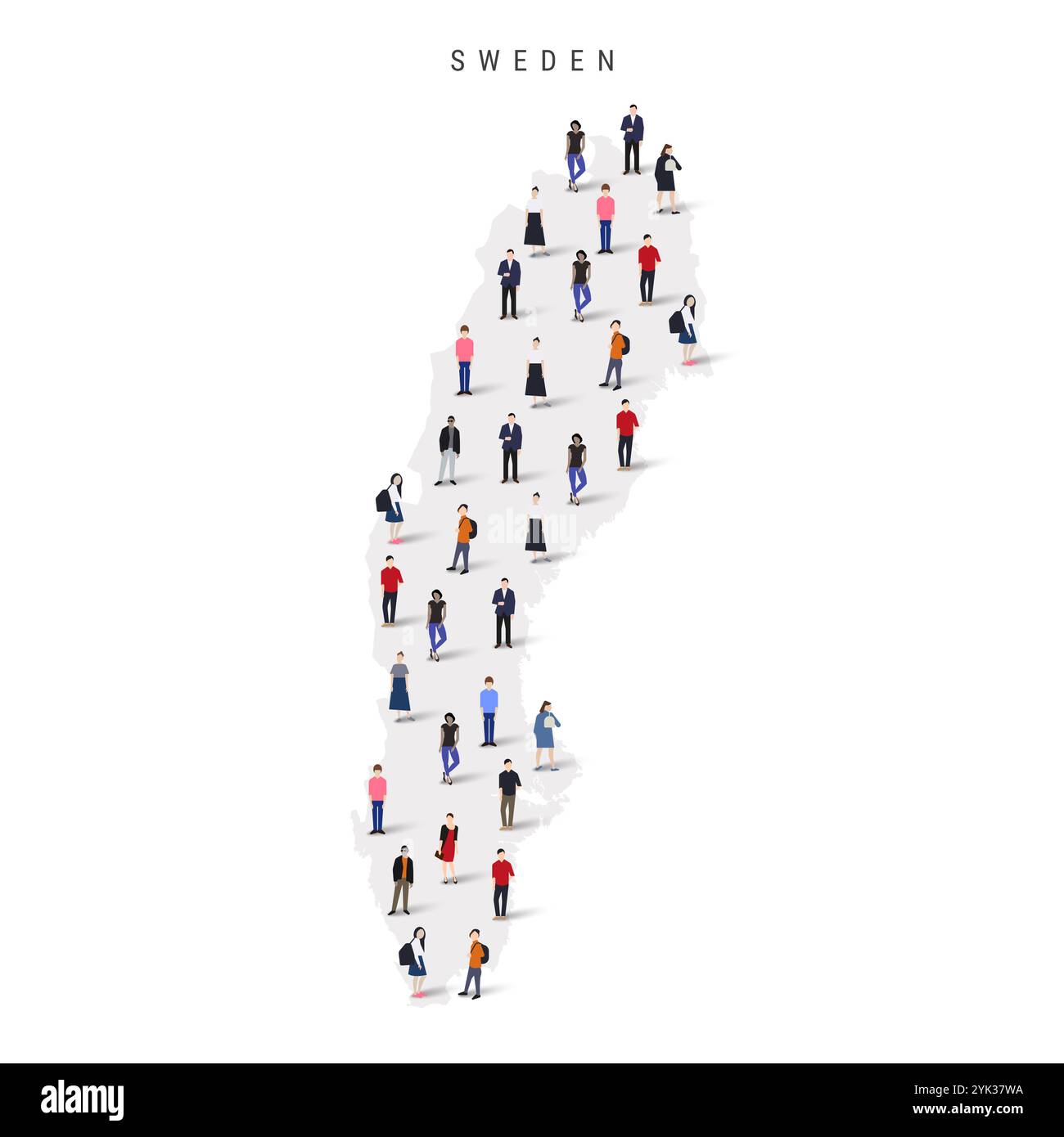 Sweden population map. Large group of people in a shape of Swedish map ...