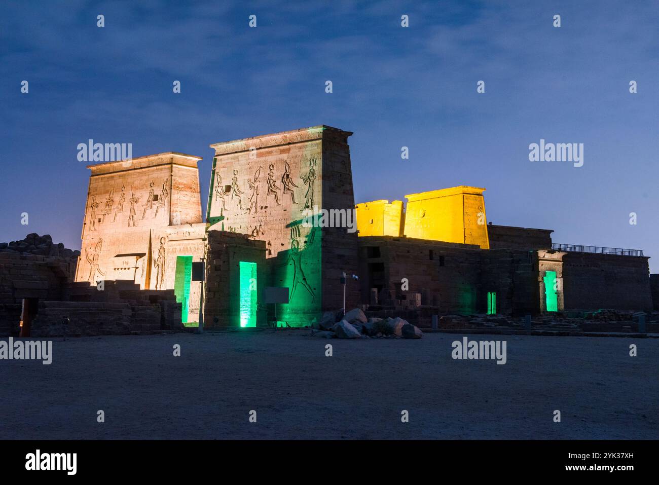 Sound and light show at the Temple of Philae, Temple of Isis, Agilkia ...
