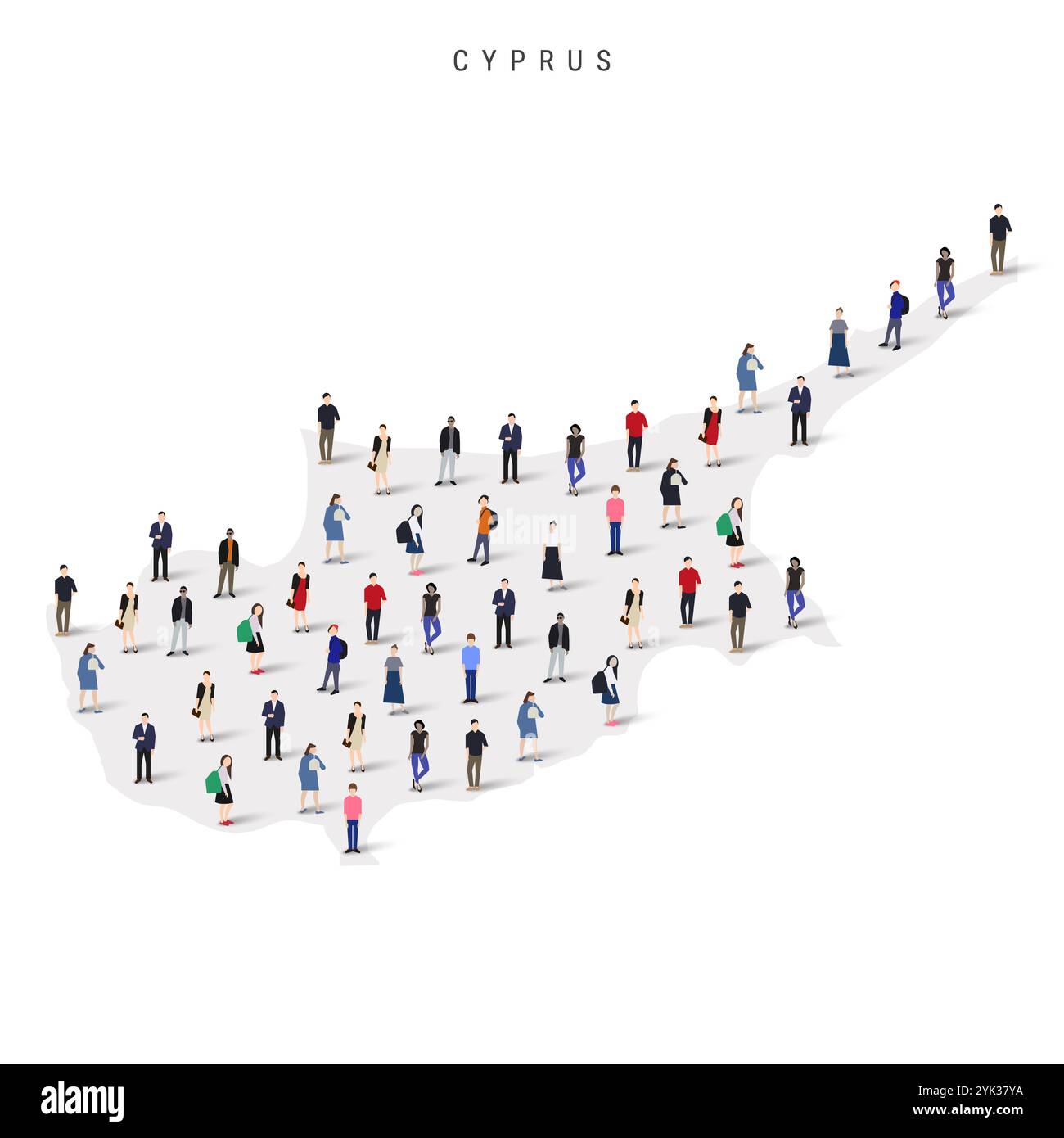 Cyprus population map. Large group of people in a shape of Cypriot map ...