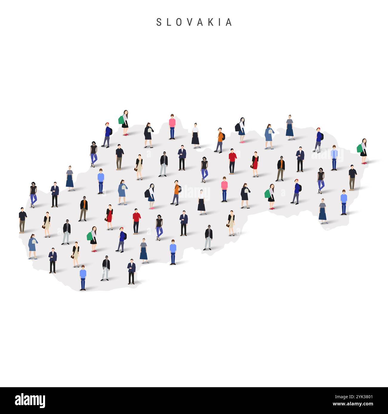 Slovakia population map. Large group of people in a shape of Slovak map ...