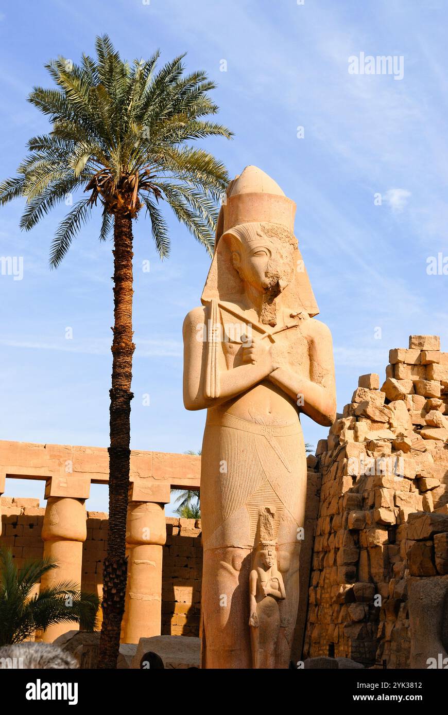 colossal statue depicting king Ramesses II Colossus with his daughter ...