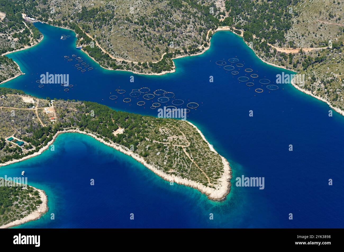 aerial view of the area around Milna, Brac island, Croatia, Southeast ...