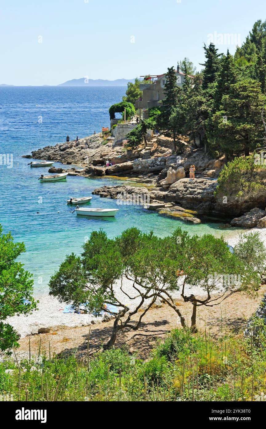 beach of Pupnatska luka bay, Pupnat, Korcula island, Croatia, Southeast ...