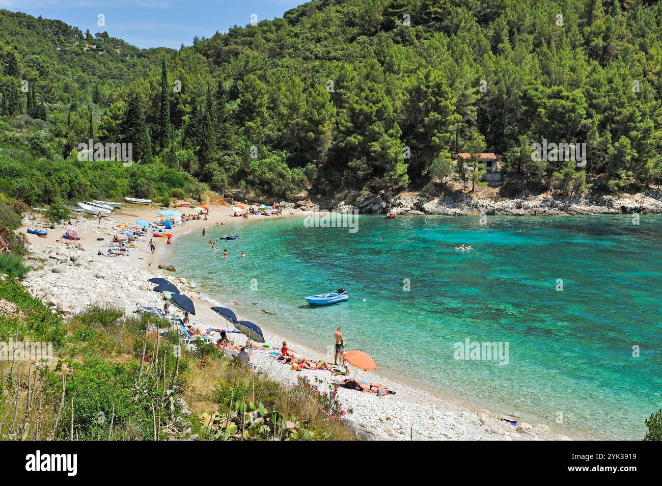 beach of Pupnatska luka bay, Pupnat, Korcula island, Croatia, Southeast ...