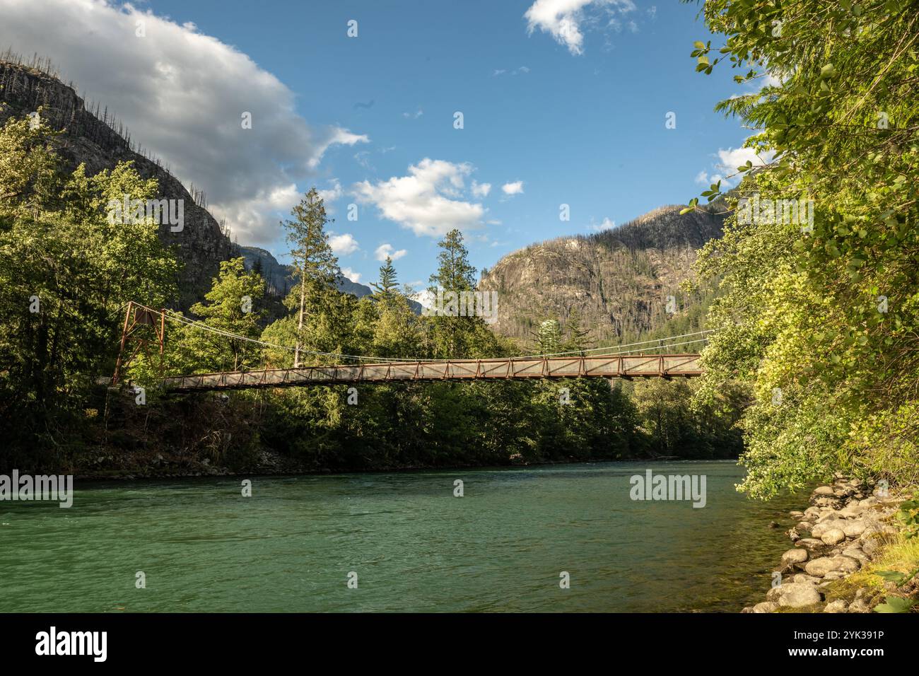 Trail of The Cedars Bridge Over Skagit River In North Cascades National ...