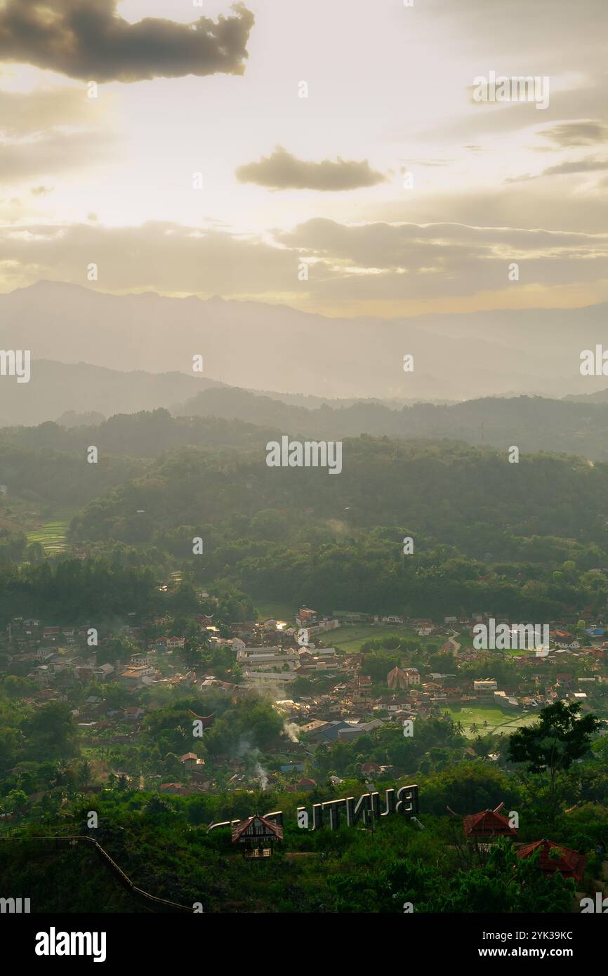 View of the city of Tana Toraja from the Jesus Statue tourist ...