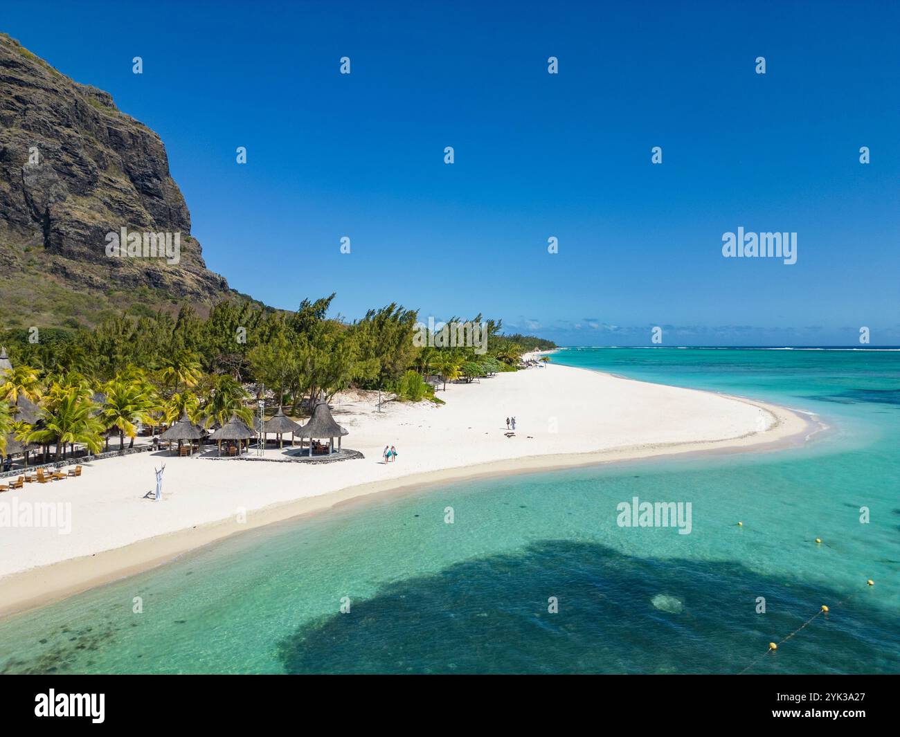 Aerial view of lagoon and beach at Paradis Beachcomber Golf Resort ...
