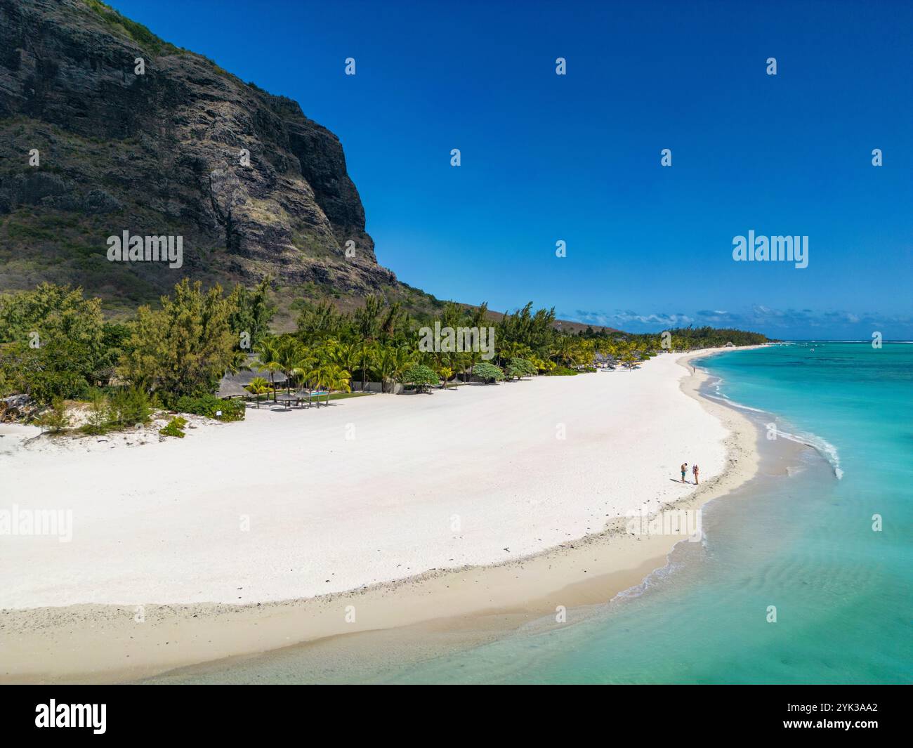 Aerial view of lagoon and beach at Paradis Beachcomber Golf Resort ...