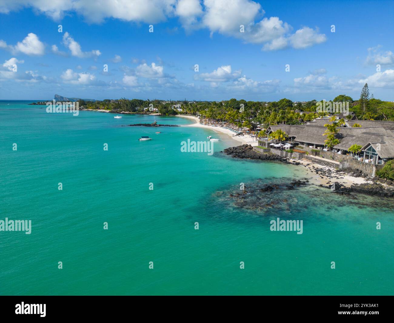 Aerial view of lagoon and beach at Royal Palms Beachcomber Luxury ...