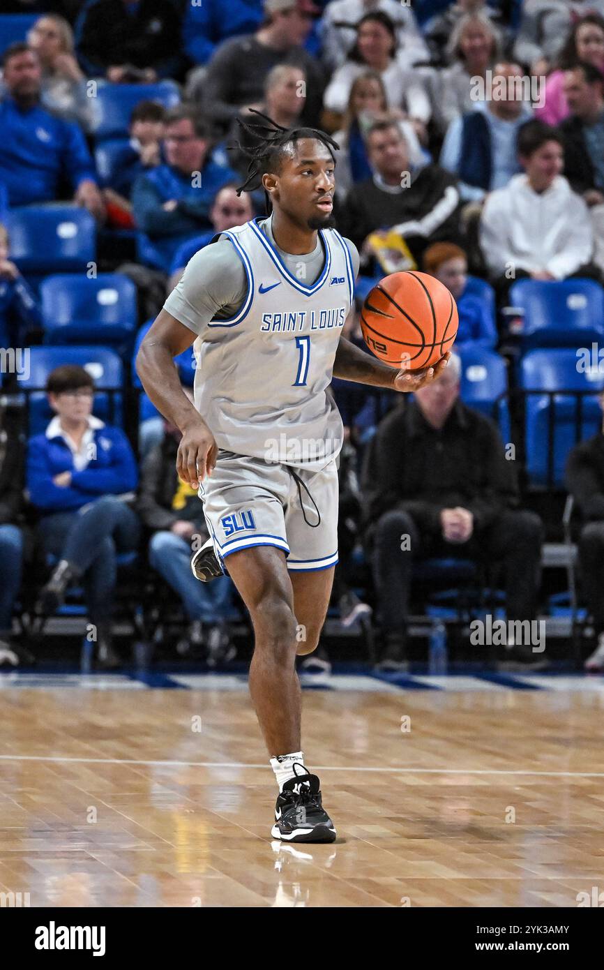 NOVEMBER 16, 2024: Saint Louis Billikens guard Isaiah Swope (1) brings ...