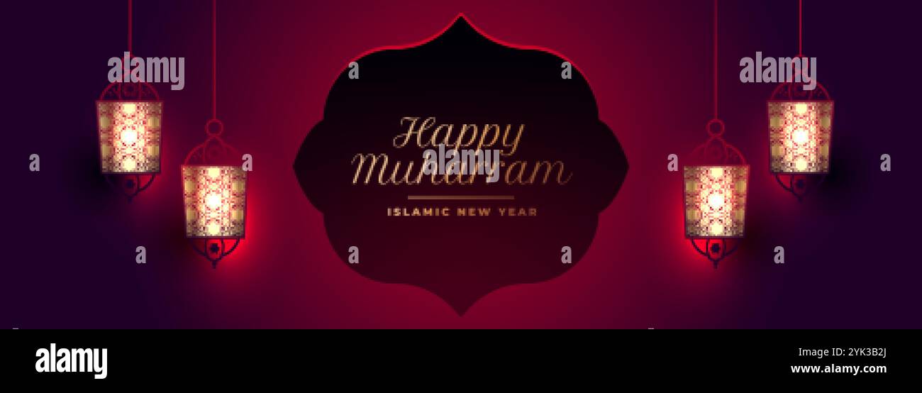 happy muharram muslim festival islamic banner design Stock Vector Image ...