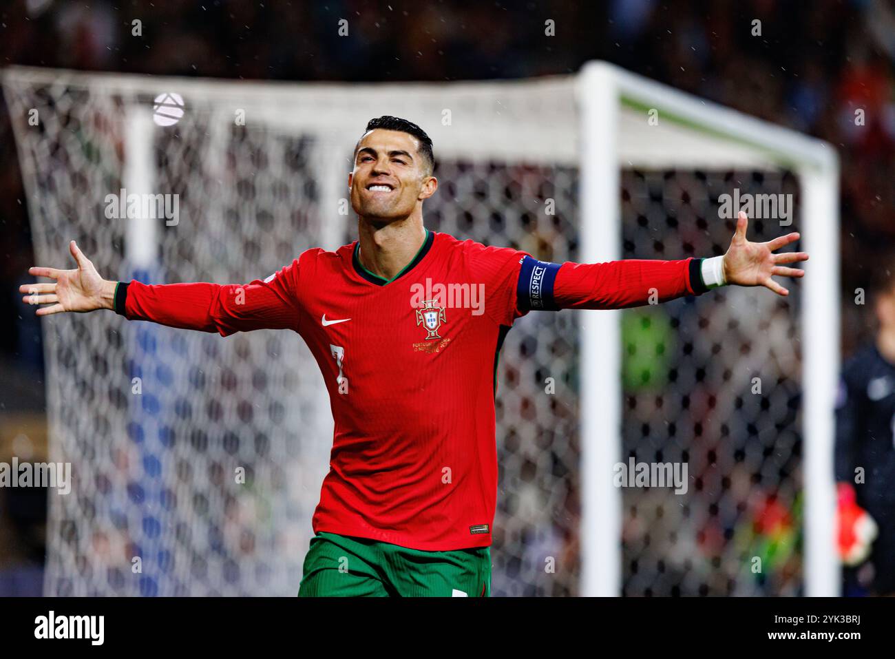 Cristiano Ronaldo seen celebrating after scoring goal during UEFA ...