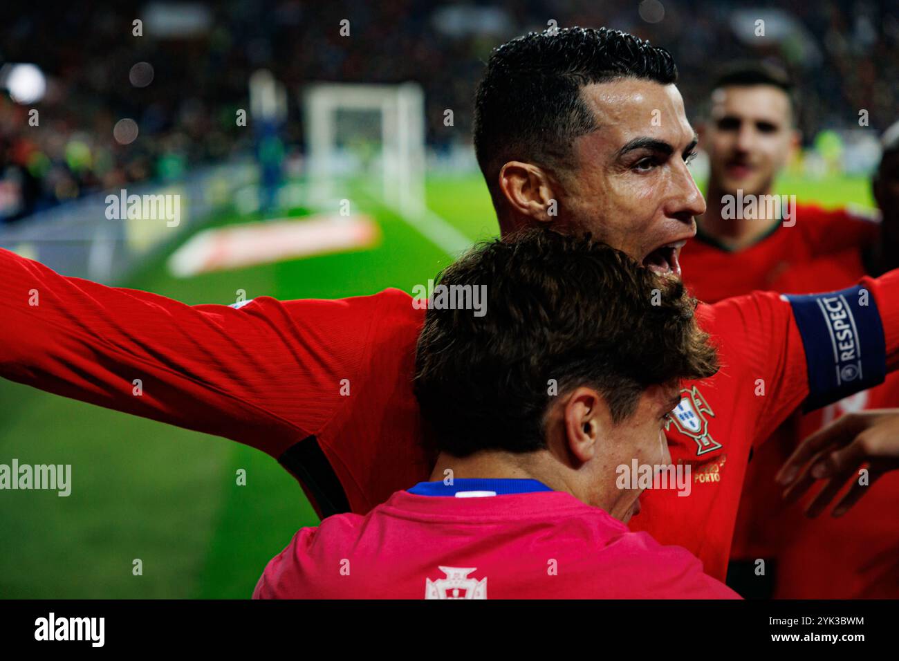 Cristiano Ronaldo seen celebrating after scoring goal during UEFA ...