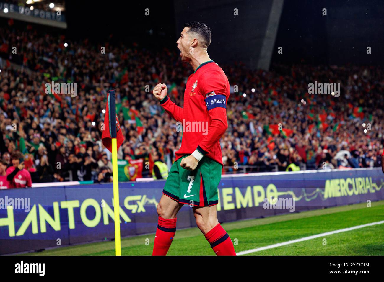 Cristiano Ronaldo seen celebrating after scoring goal during UEFA ...