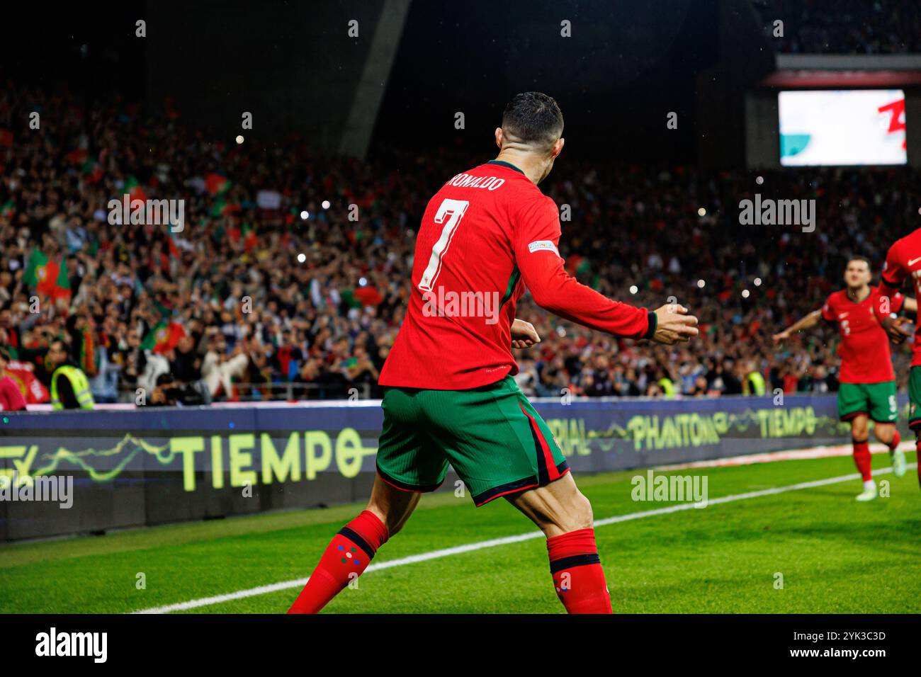 Cristiano Ronaldo seen celebrating after scoring goal during UEFA ...