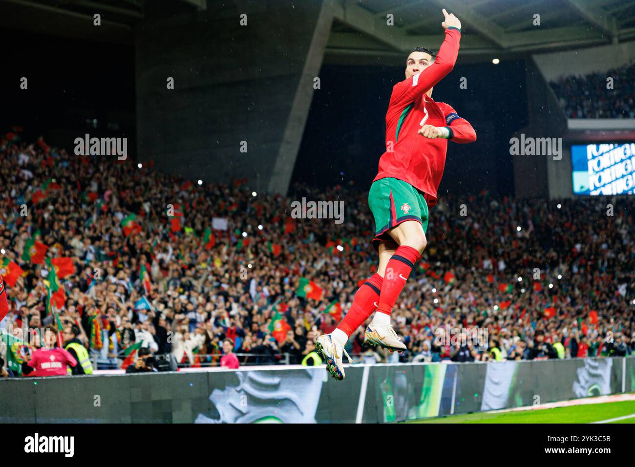 Cristiano Ronaldo seen celebrating after scoring goal during UEFA ...