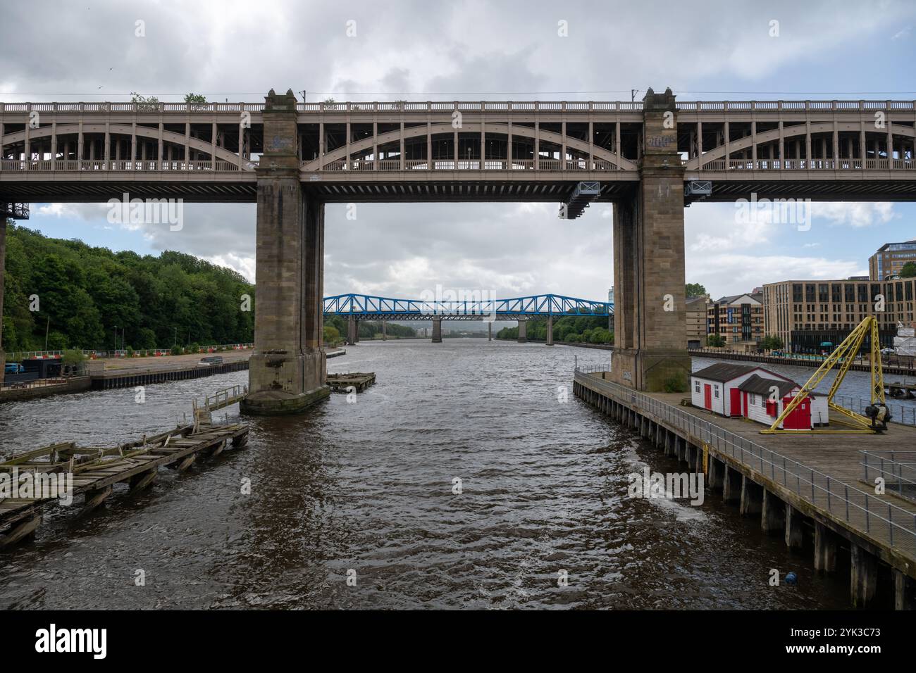 Railway Viaduct, known as the High Level Bridge, across the River Tyne ...