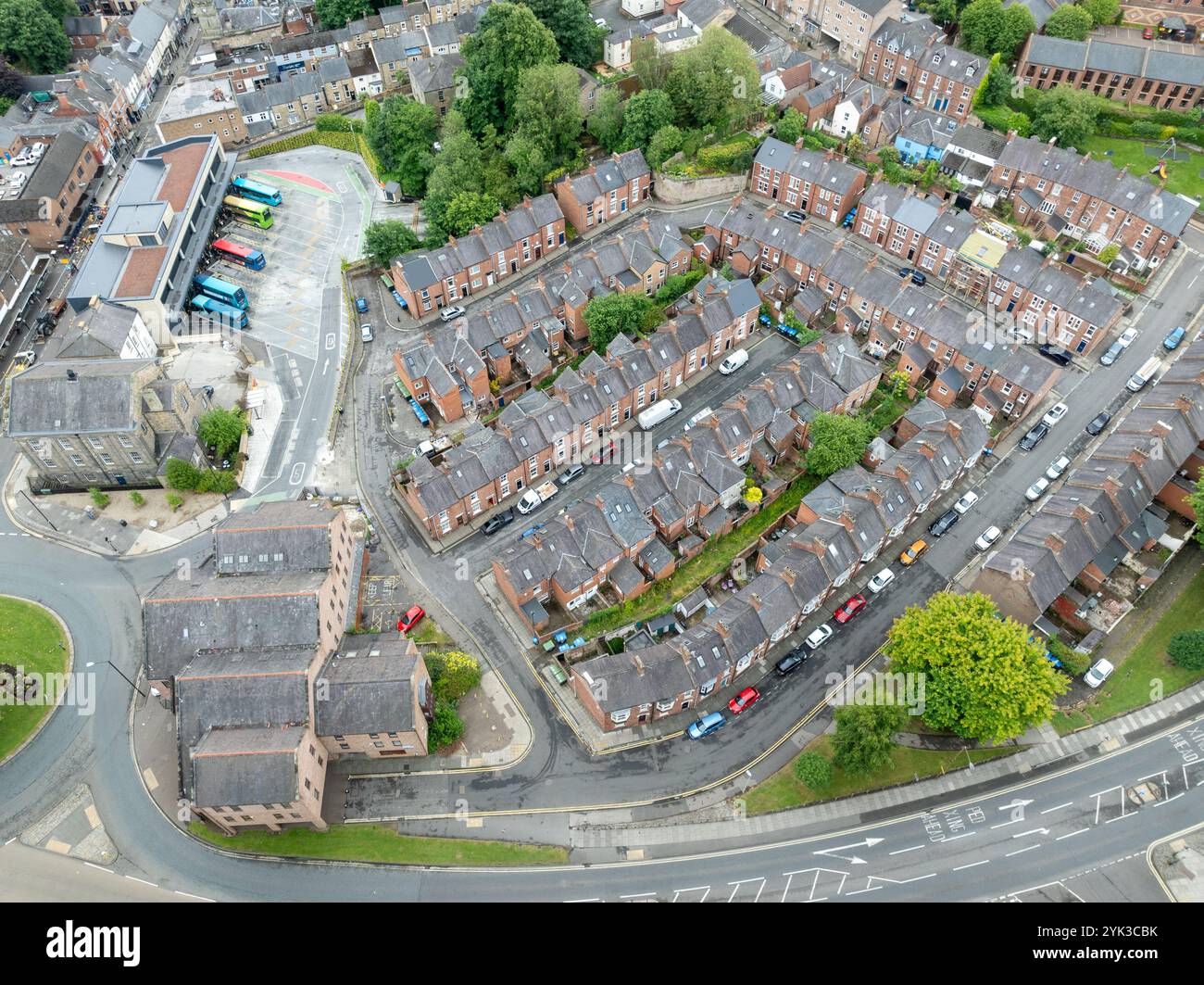 Aerial view of typical British homes in Durham, United Kingdom Stock ...