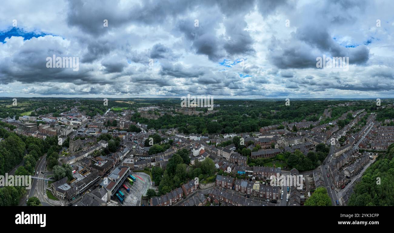 An aerial view of the Durham Cathedral and Castle and in Durham, UK ...