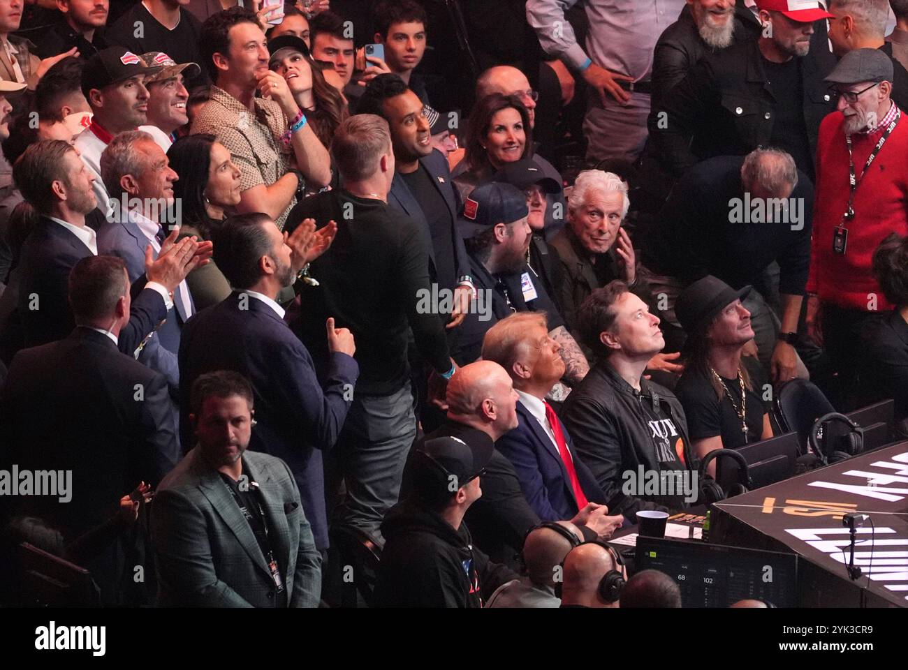 Dana White, President-elect Donald Trump, Elon Musk and Kid Rock watch ...