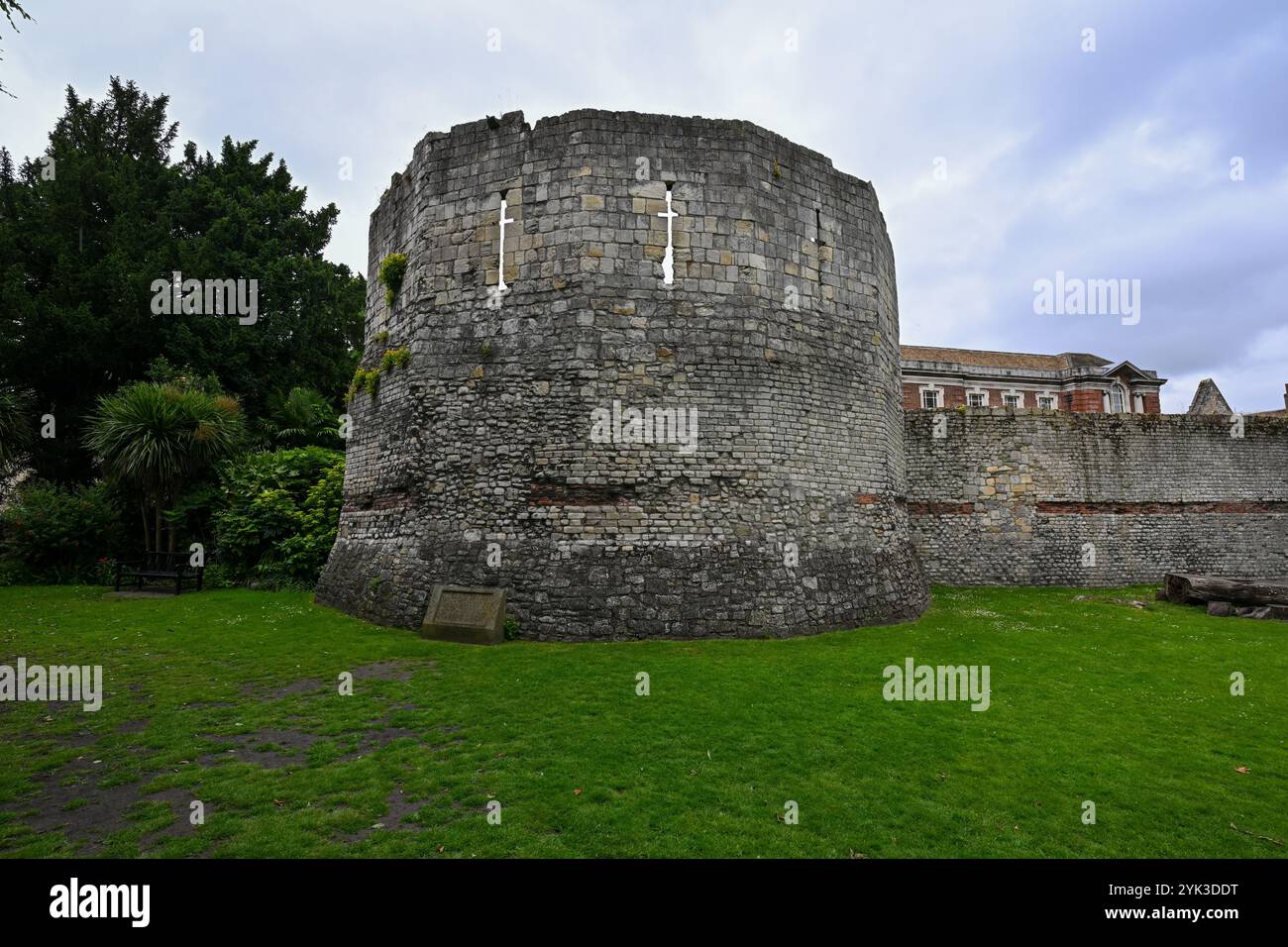 The remains of the ancient Multangular Tower in York, England. The ...