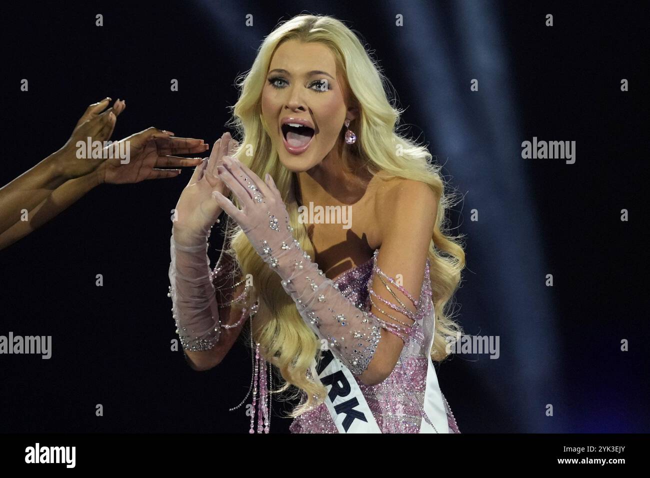 Miss Denmark Victoria Kjær Theilvig reacts after winning the 73rd Miss ...