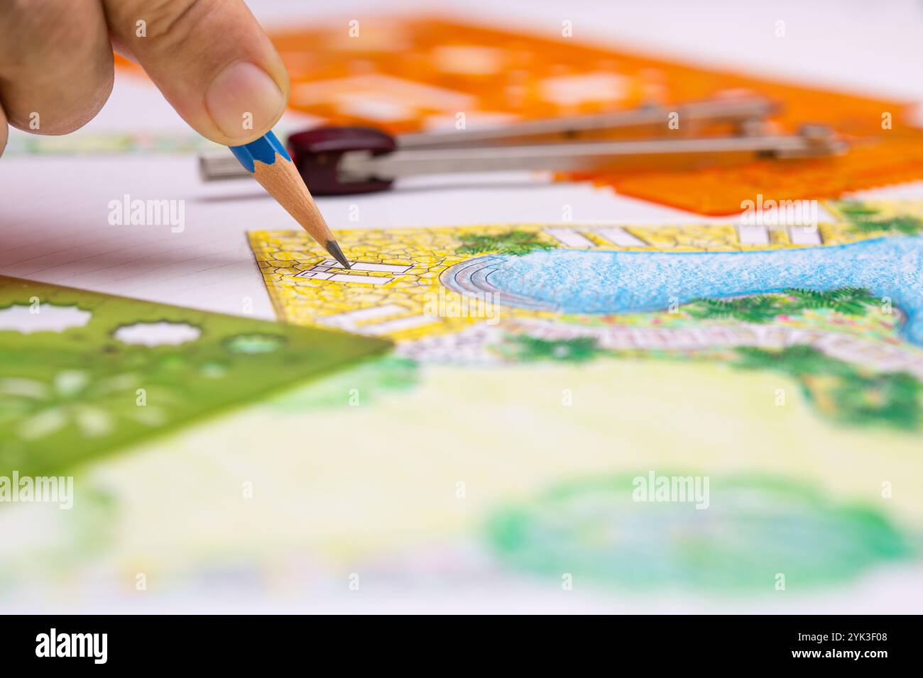 Landscape architect student learning garden plan design Stock Photo - Alamy