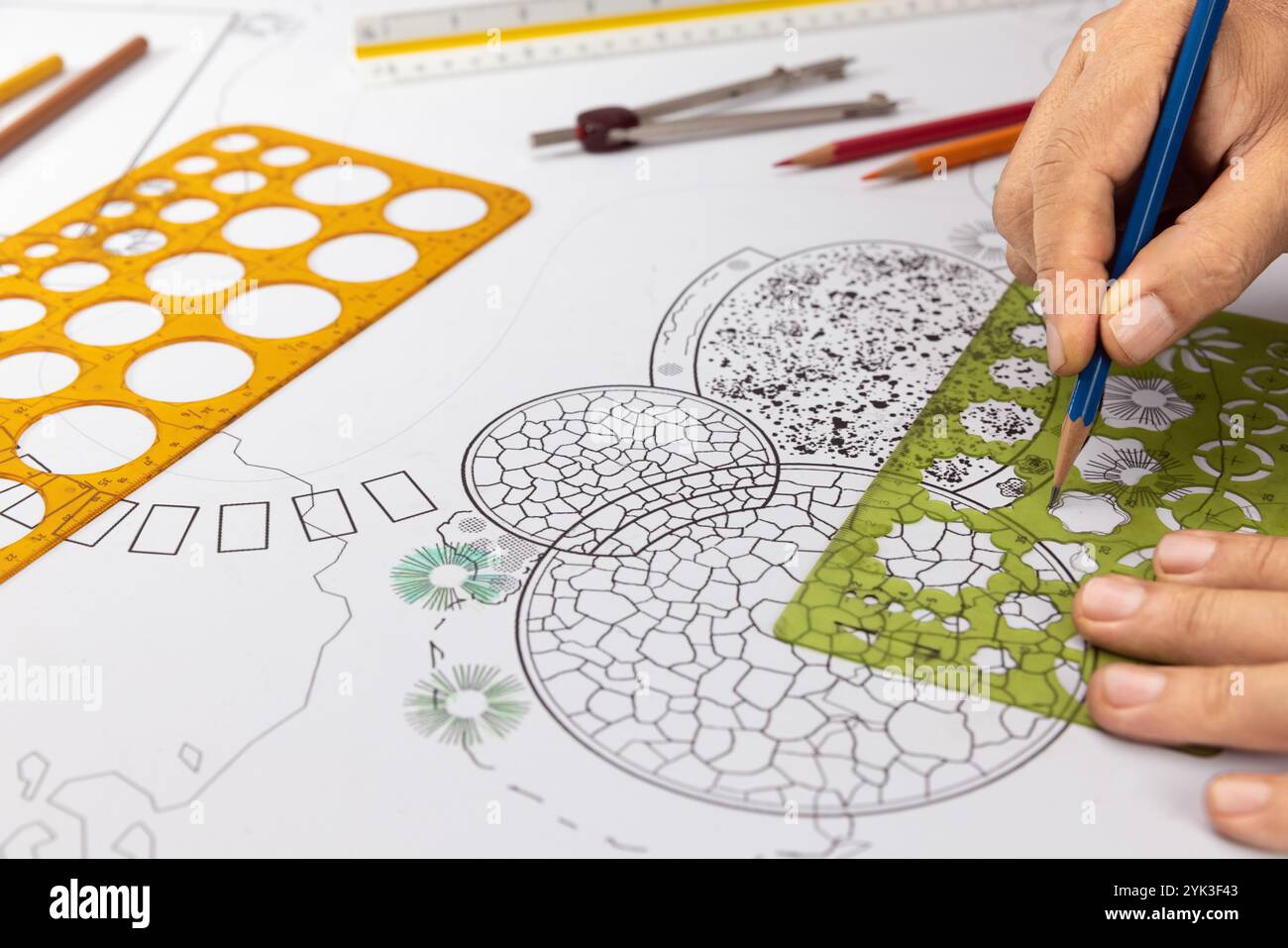 Landscape architect student learning design backyard patio plan Stock ...