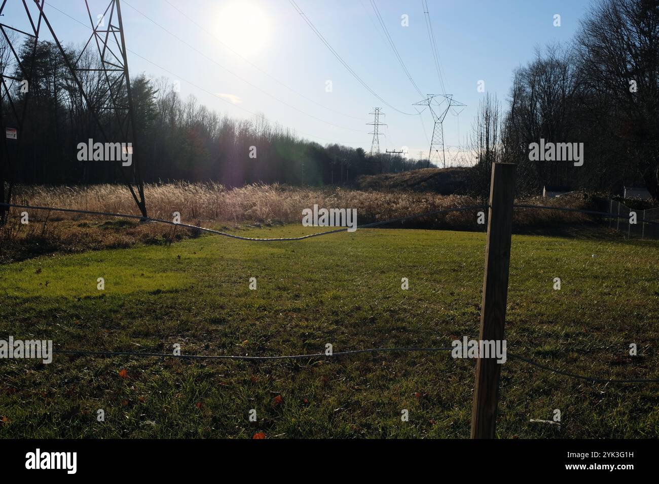 Power lines, microwave towers, electric lines and electric poles in ...