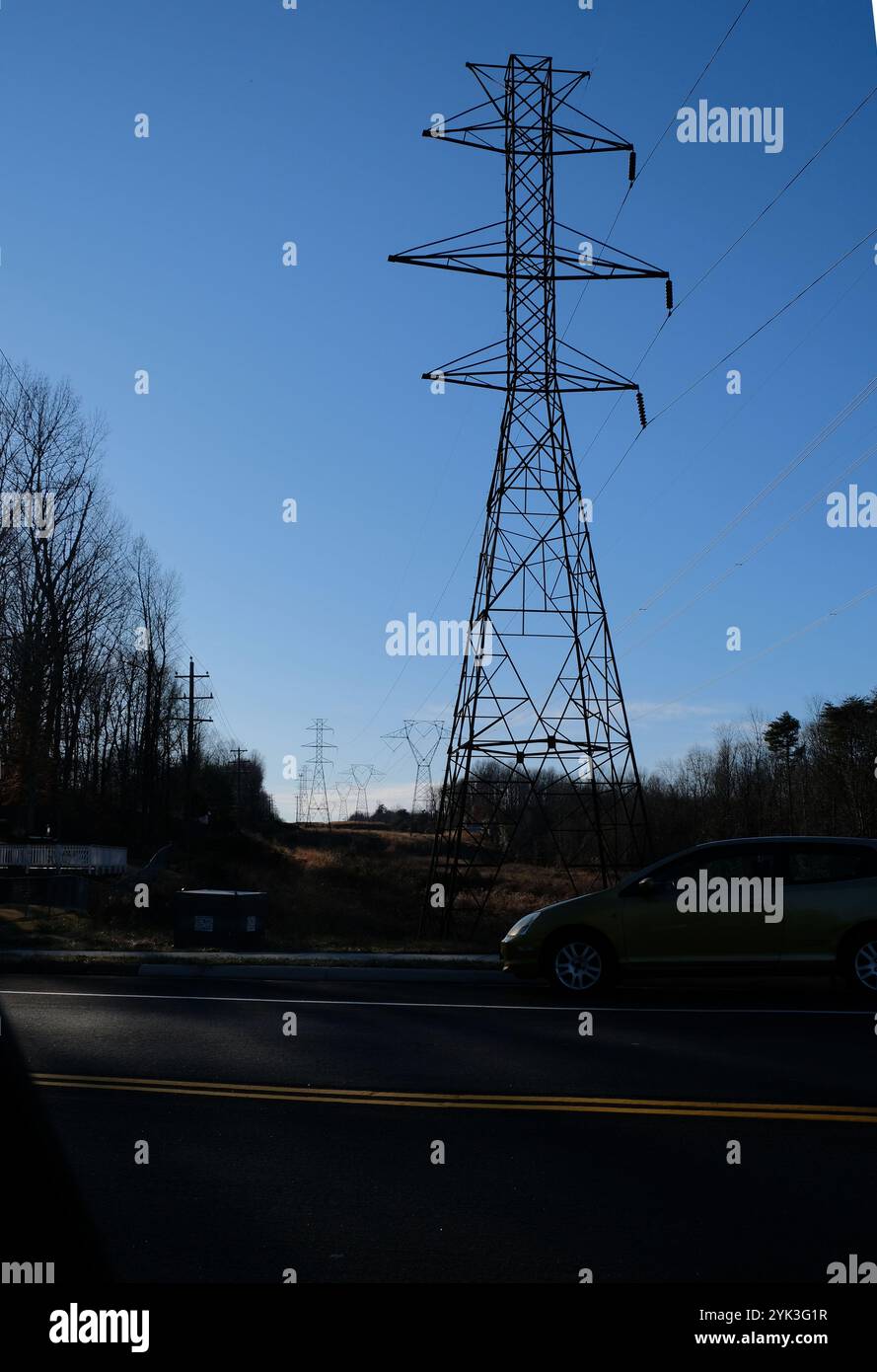 Power lines, microwave towers, electric lines and electric poles in ...