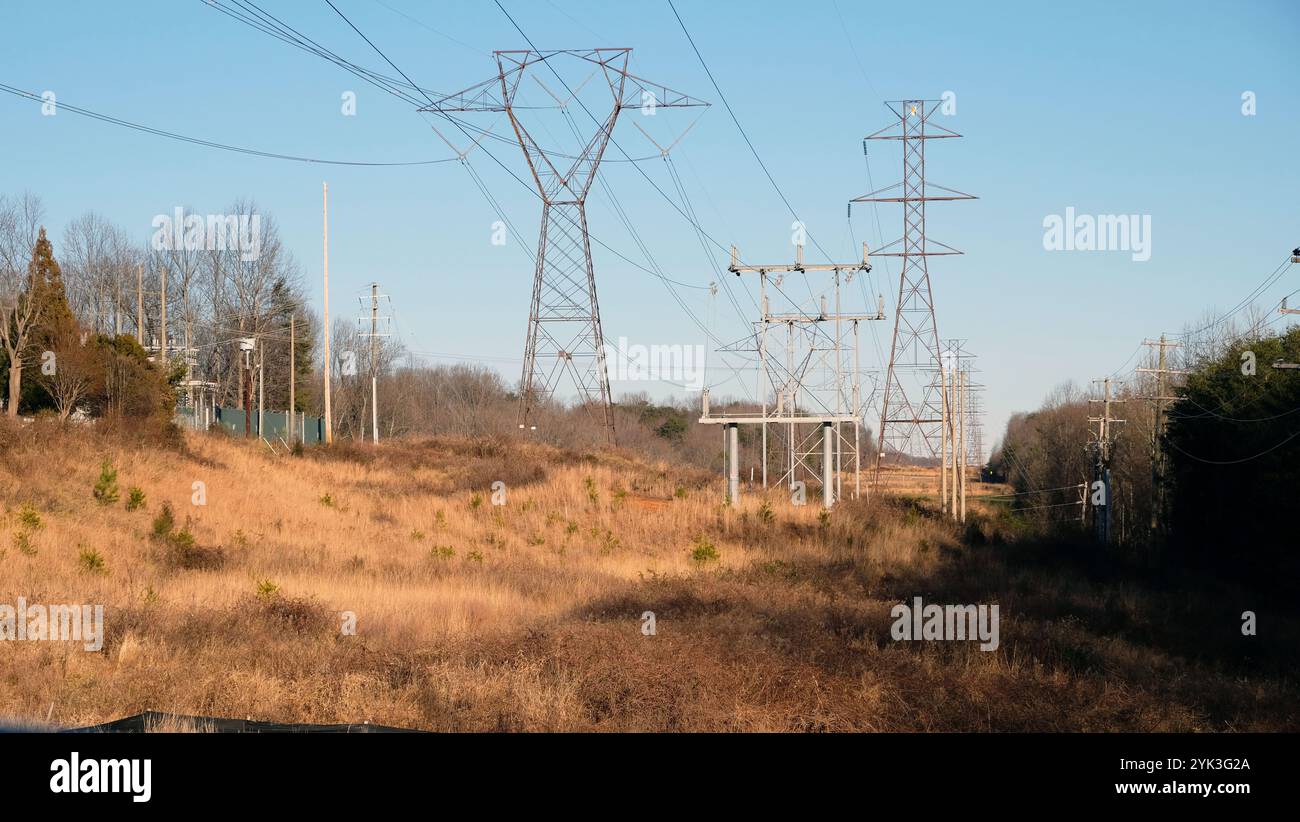 Power lines, microwave towers, electric lines and electric poles in ...