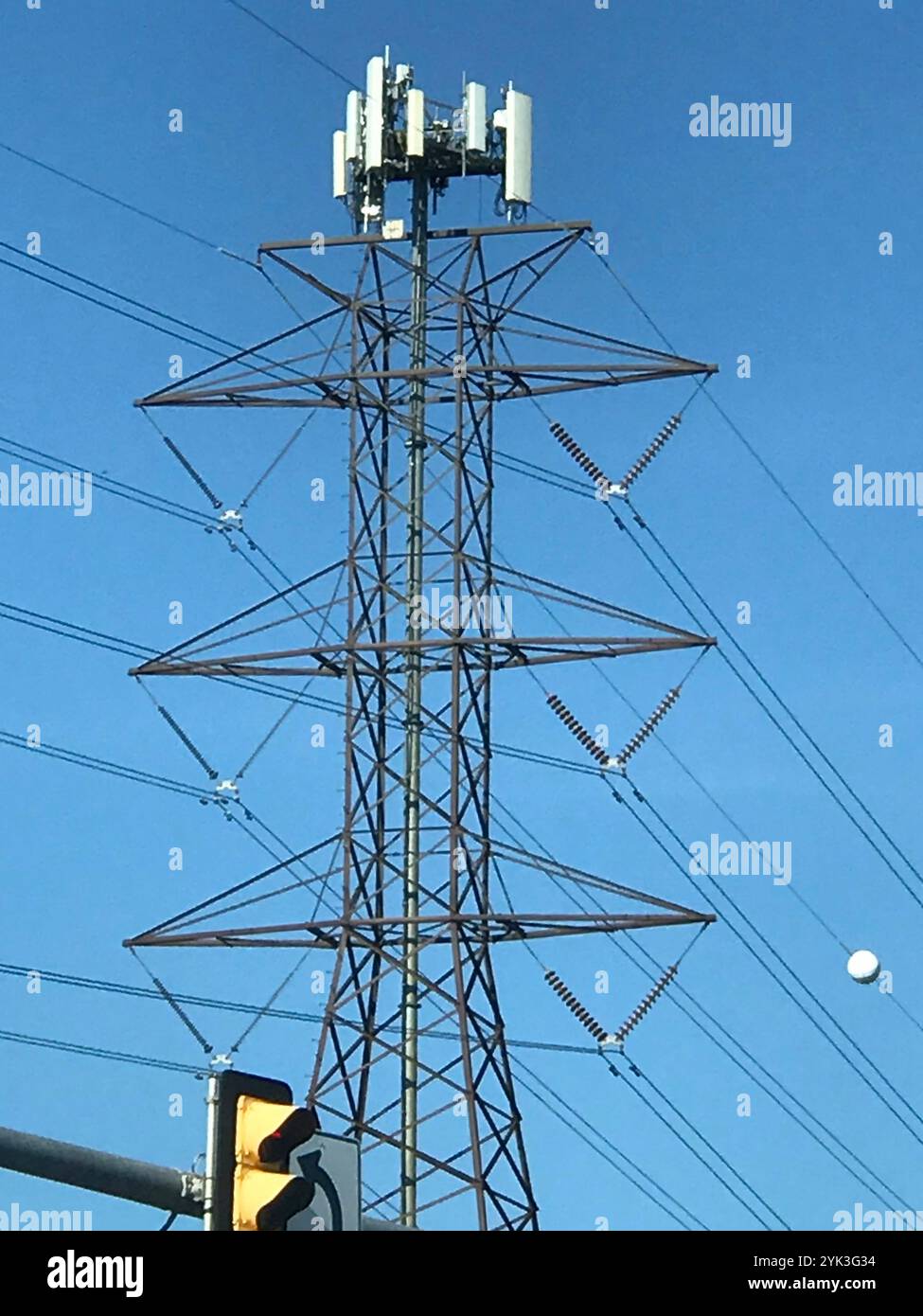 Power lines, microwave towers, electric lines and electric poles in ...
