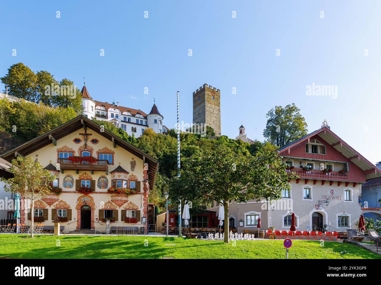 Historic market square with Haus zum Sailer (guest information) with ...