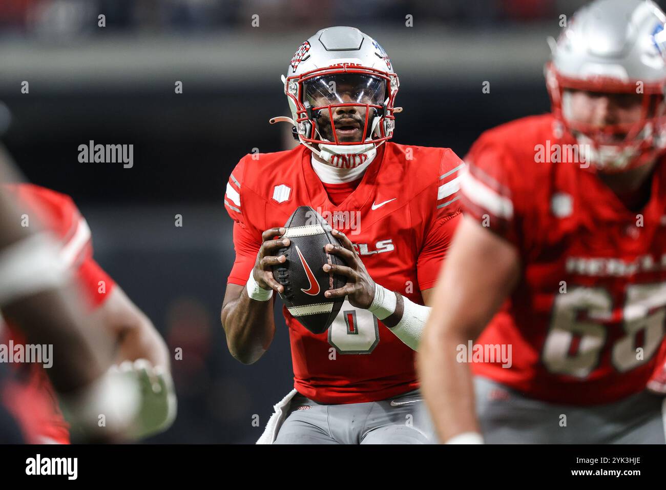 Las Vegas, NV, USA. 16th Nov, 2024. UNLV Rebels quarterback Hajj-Malik ...