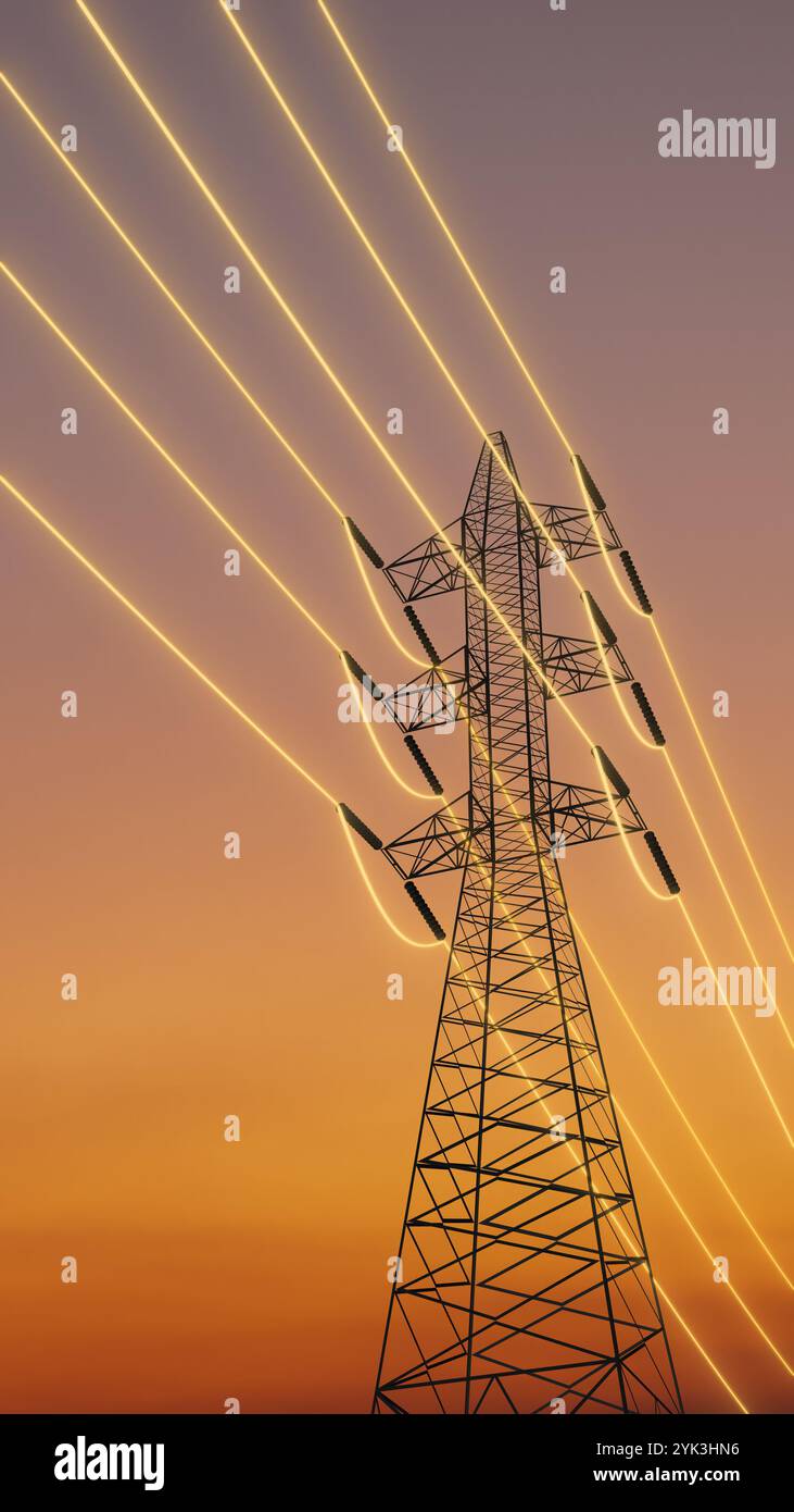 Power Lines Delivering Electricity at High Voltage Stock Photo - Alamy