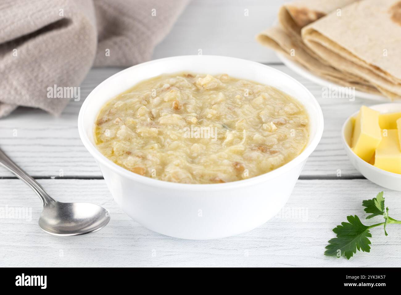 Traditional Armenian porridge - harissa with chicken, butter and lavash ...