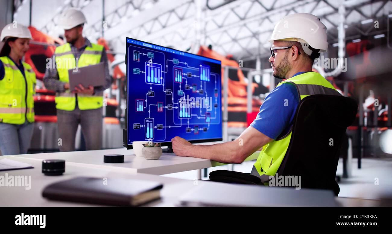 Engineer Operator Using Scada System At Industrial Plant Stock Photo - Alamy